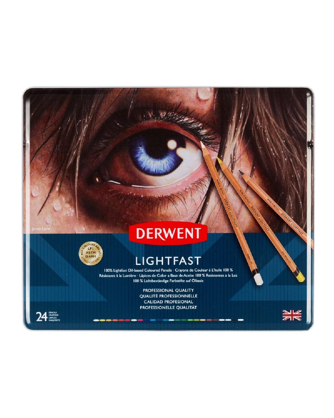 Набор цветных карандашей Derwent Lightfast 24 цвета в металлической упаковке