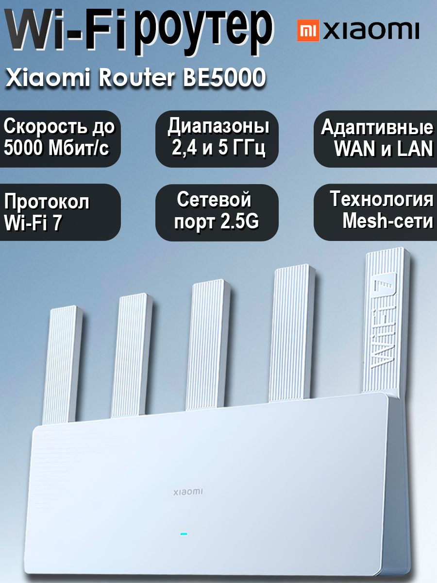 Wi-Fi роутер Xiaomi Router BE5000 RD18 (версия CN)