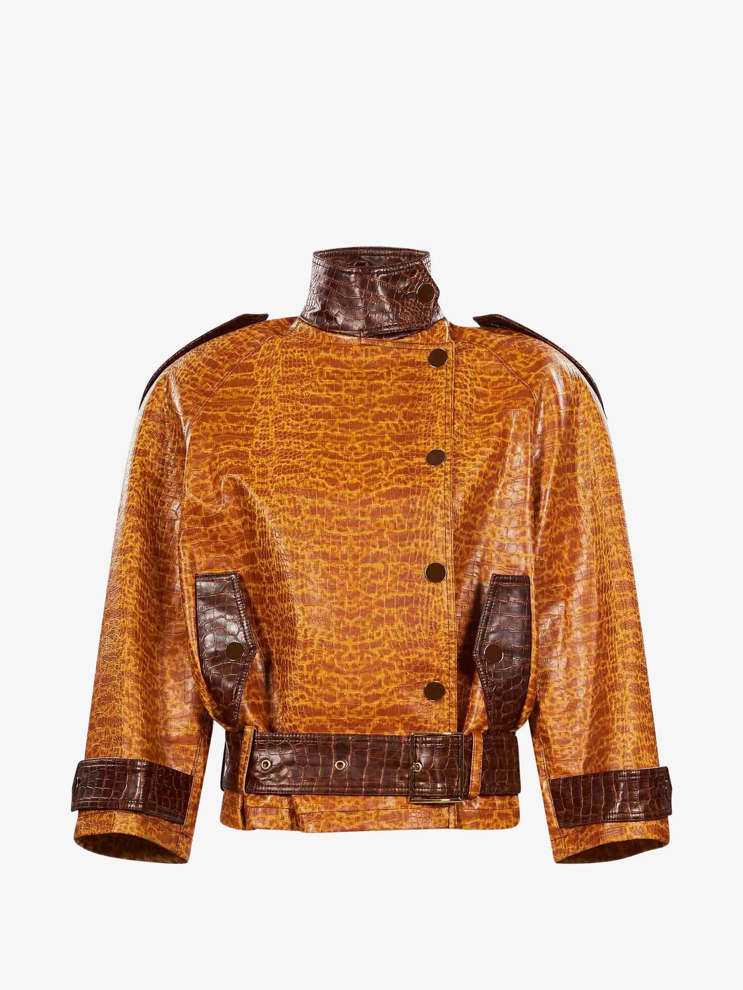Куртка ROWEN ROSE Croc-effect belted jacket