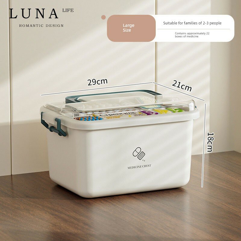 Luna Smart средний 2-ярусный портативный аптечный набор для дома, синий цвет, подходит для 2-3 членов семьи