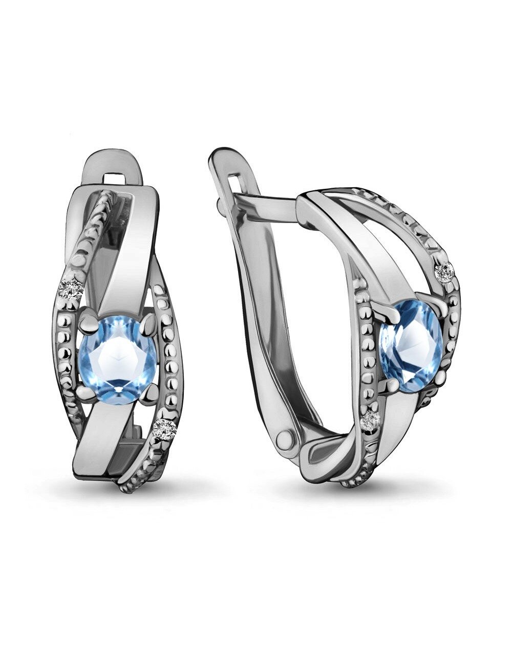 Серьги серебро, 925 проба, родирование, топаз, фианит