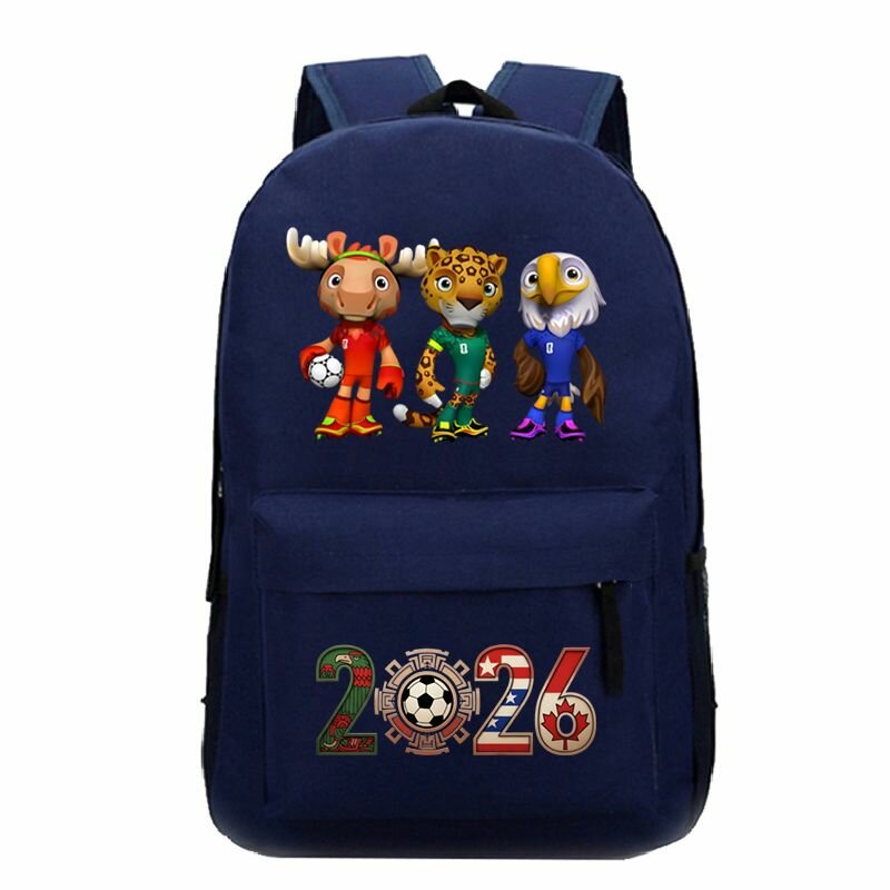 Рюкзак школьный FIFA World Cup 2026, талисманы Maple/Zayu/Clutch, большой, 29x14x43 см, для младших школьников, унисекс, 4 отделения