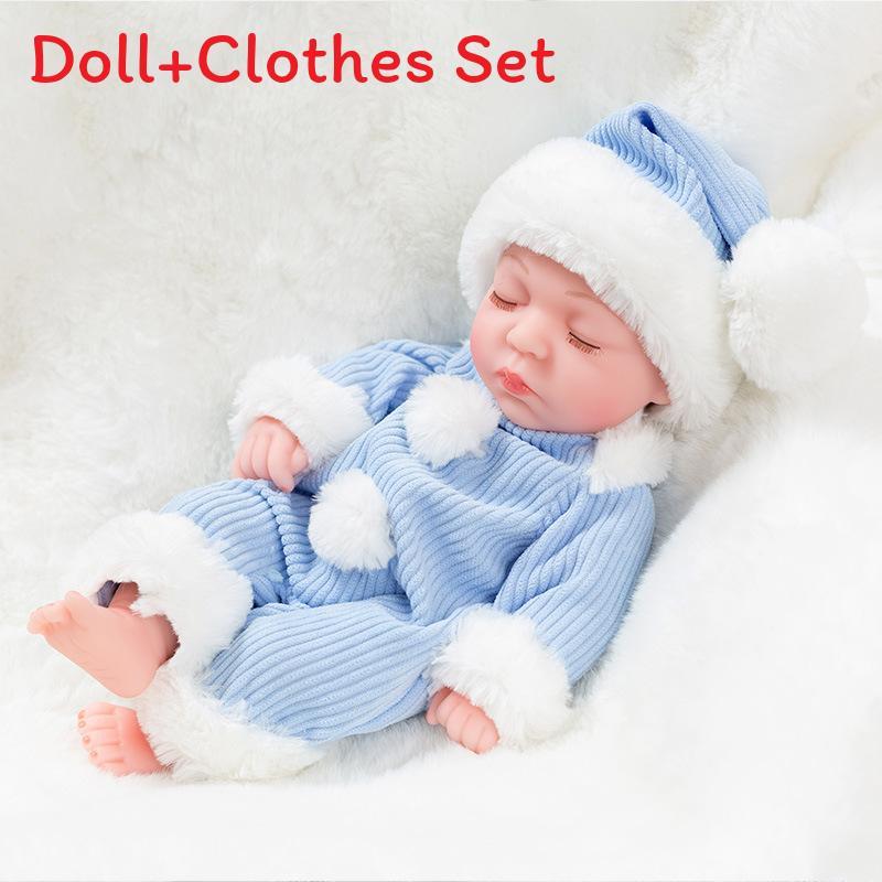 Кукольный набор reborn baby doll toy 12 дюймов мягкая силиконовая спящая кукла для детей и коллекционеров коллекция голубой плюш