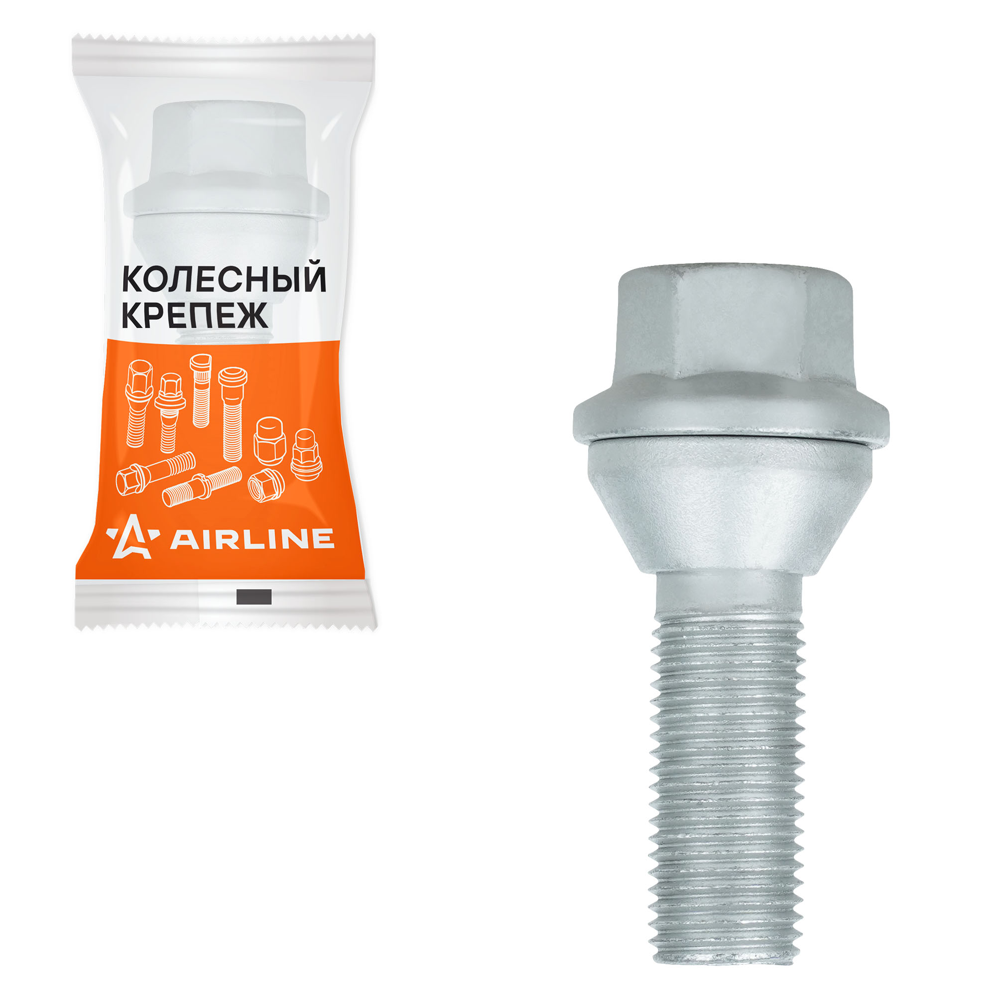 Болт колесный M14x1,5x30x61, конус подвижный, ключ 19, дакромет, 1 шт для Volvo, AIRLINE ABLT222