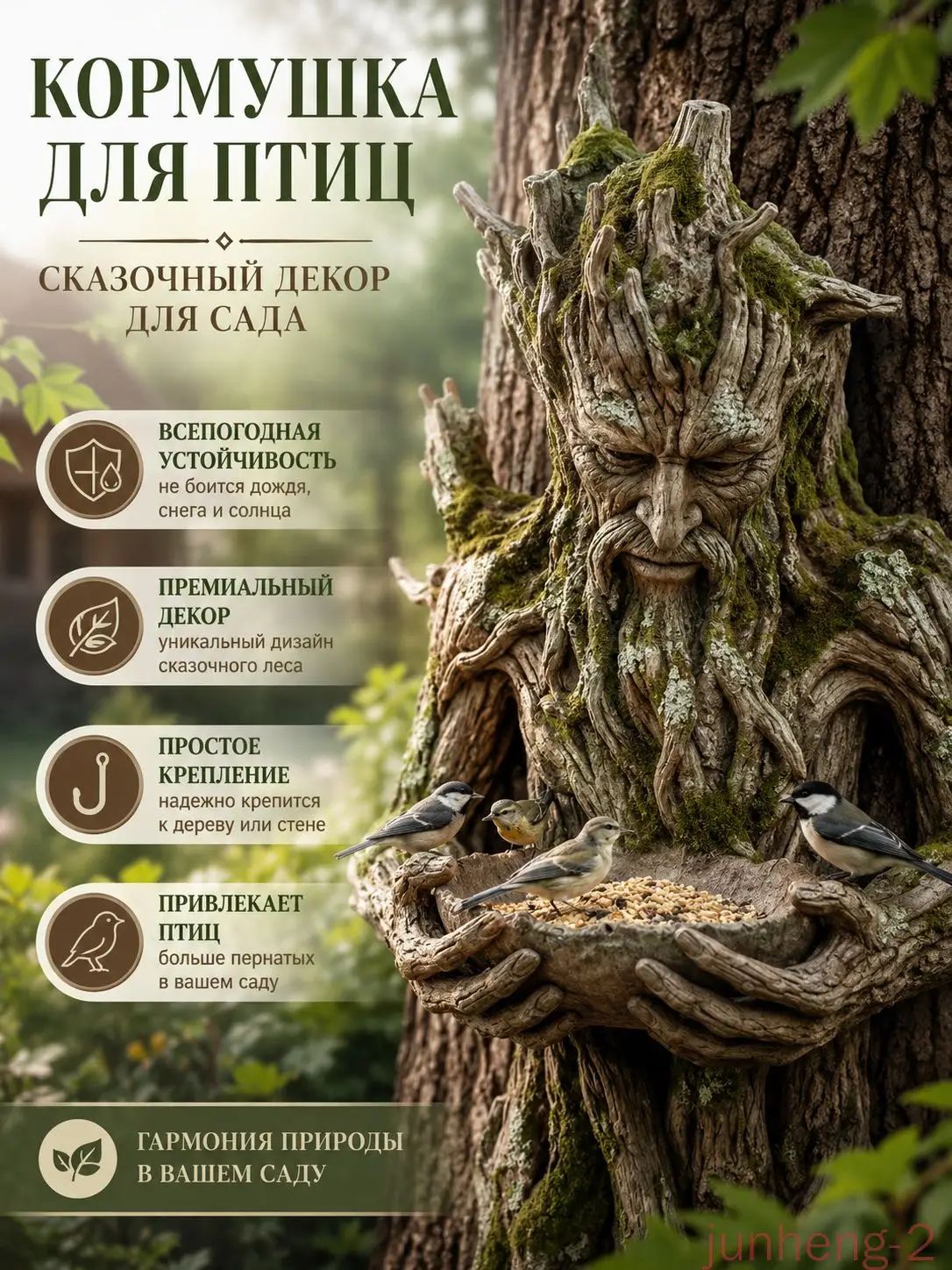 Фигурка лесного духа, Уличная кормушка декор ствола дерева