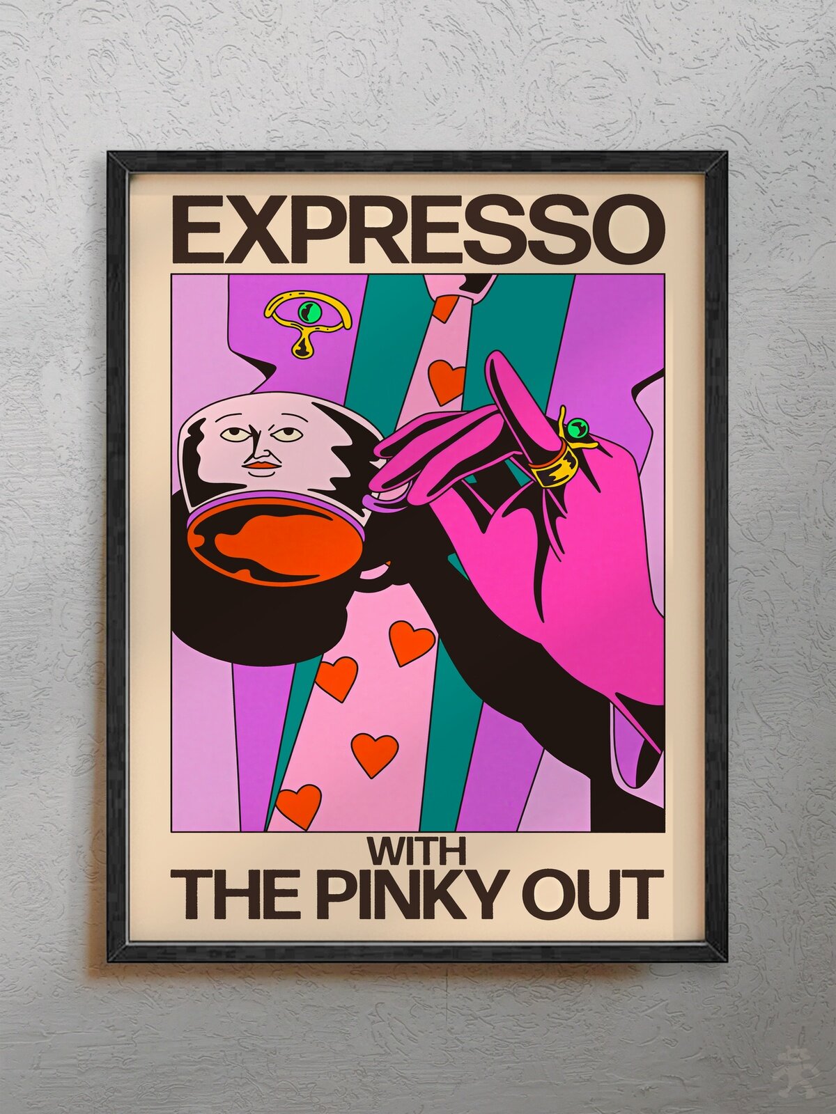 Интерьерный постер "Expresso With the Pinky Out" в стиле pinterest, 30x40 см