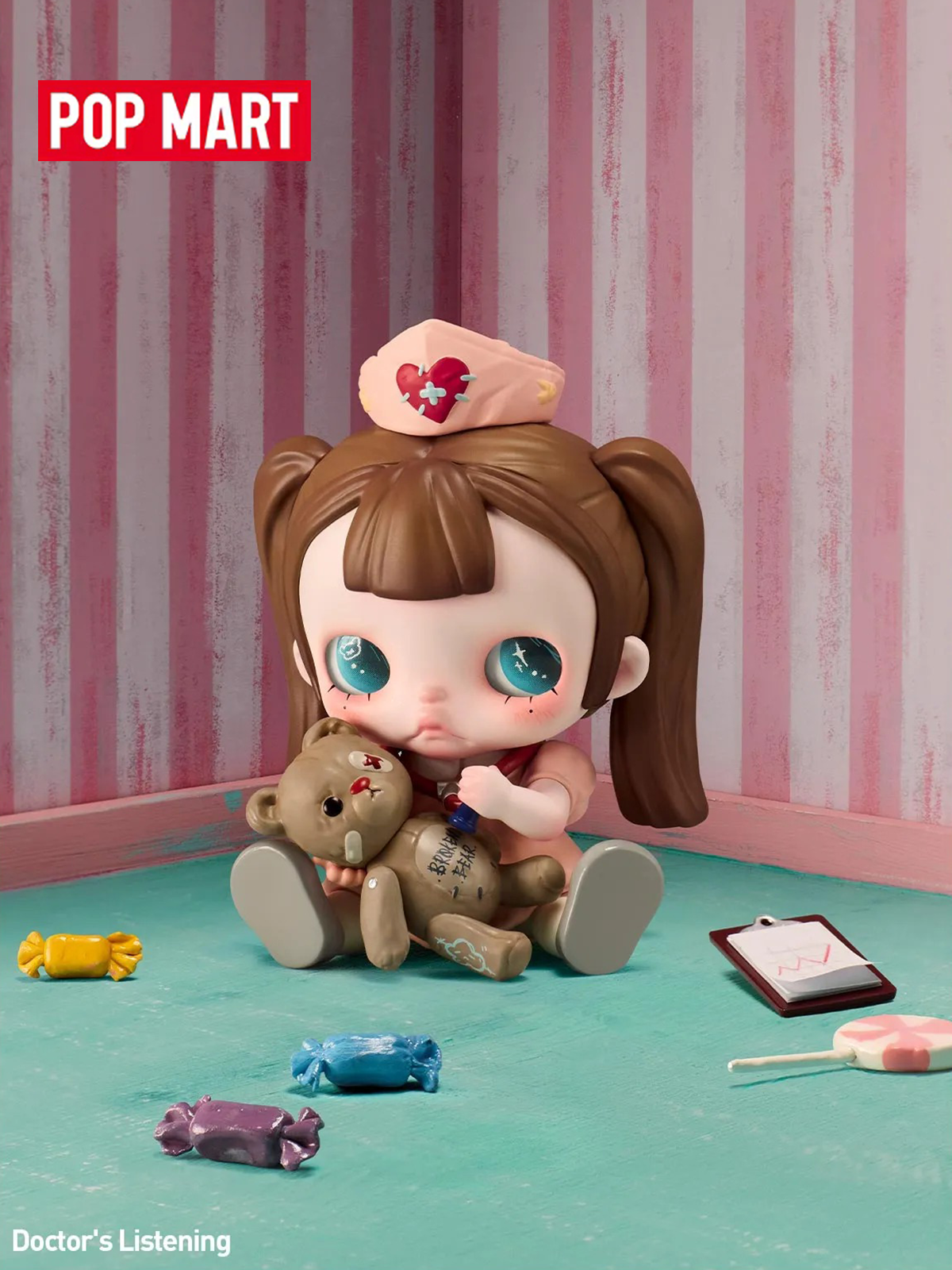 Коллекционная фигурка POP MART TinyTiny - Act I: Sugar Therapy Room Series Figures-Doctor's Listening, пластик, 12 см