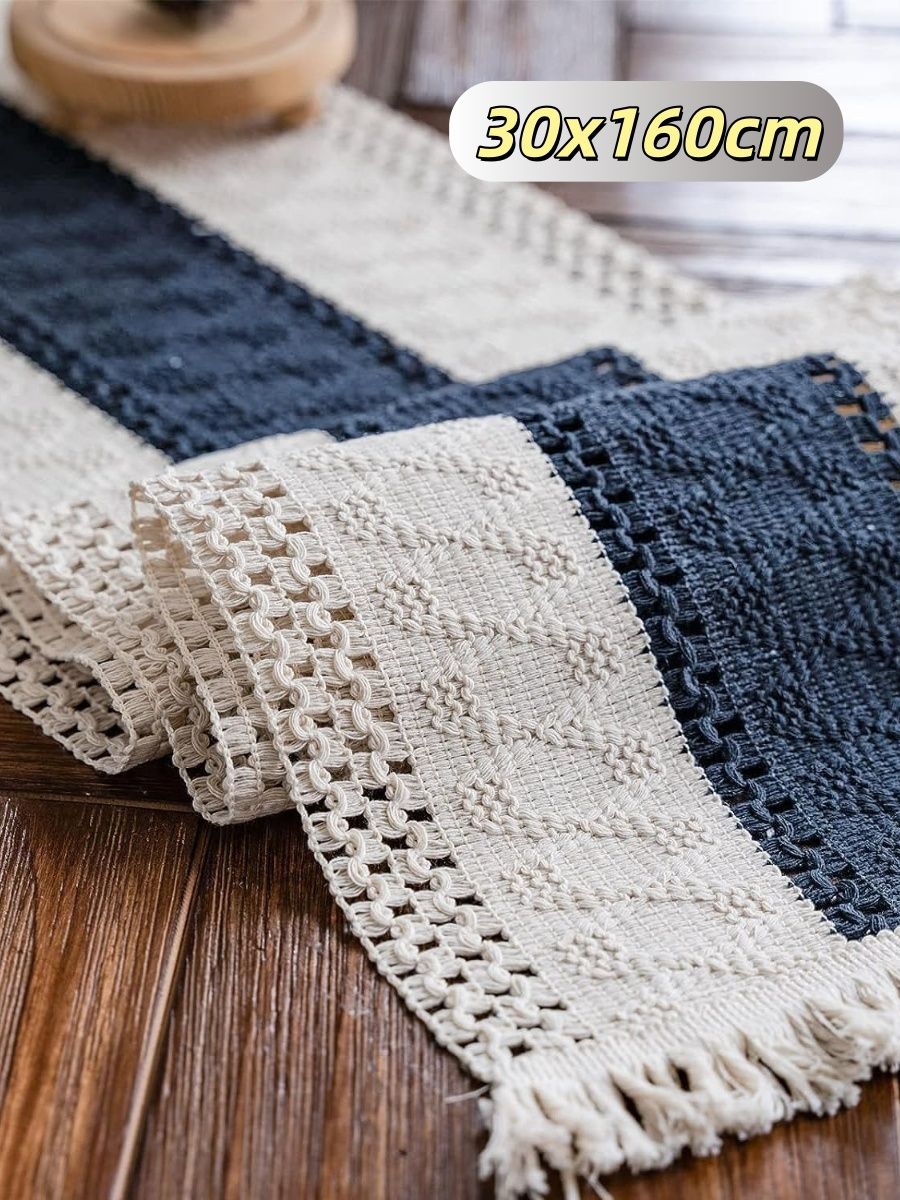 ZARA HOME Дорожка для стола 30x160 см хлопок термостойкая синий-
