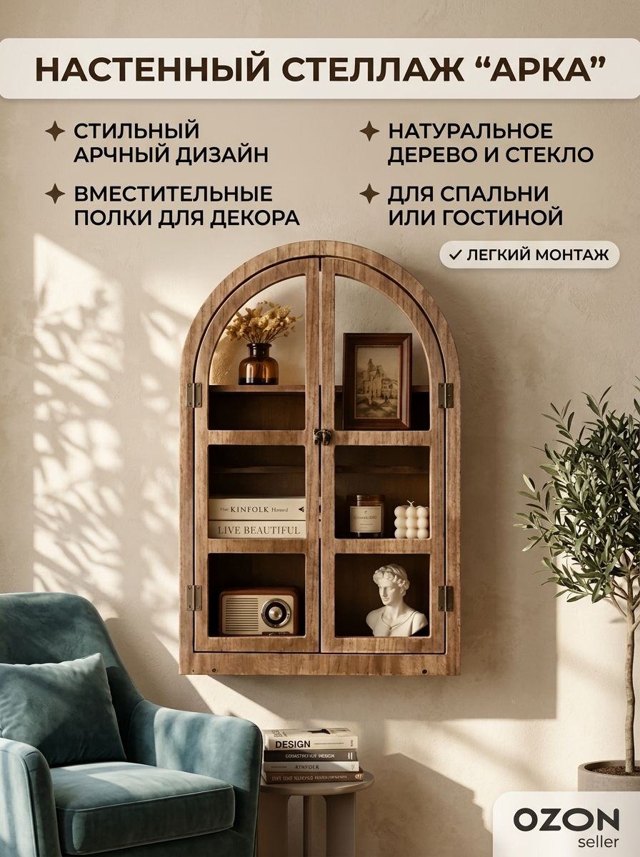 Этажерка, 4 секц, Массив дерева, 39х10х58 см