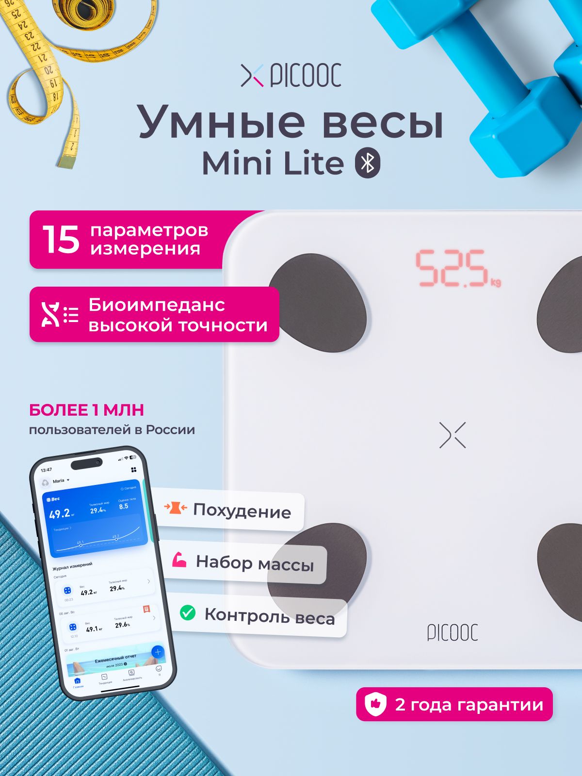 Picooc Mini Lite умные напольные электронные весы c Bluetooth до 150 кг