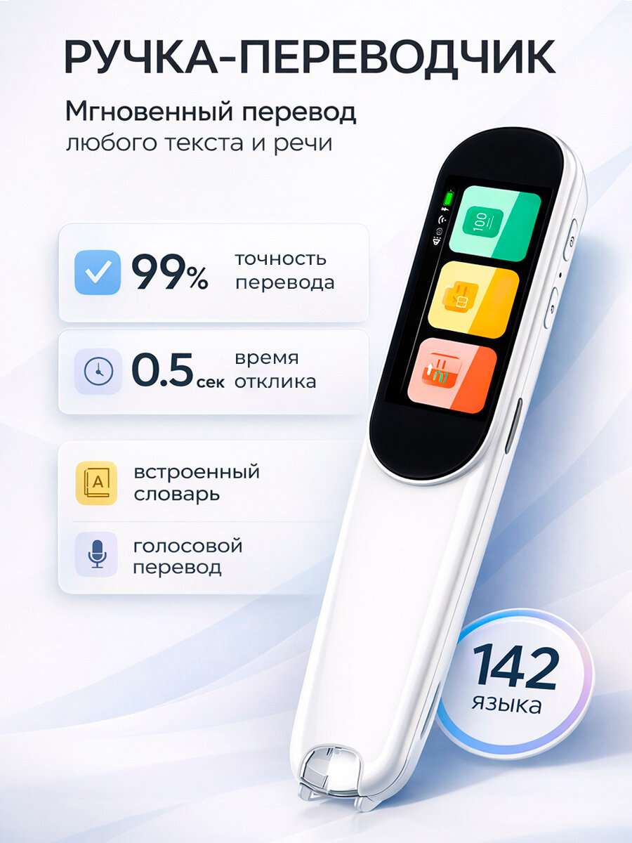 Умная сканирующая ручка-переводчик с экраном, Wi-Fi, Bluetooth, 100+ языков