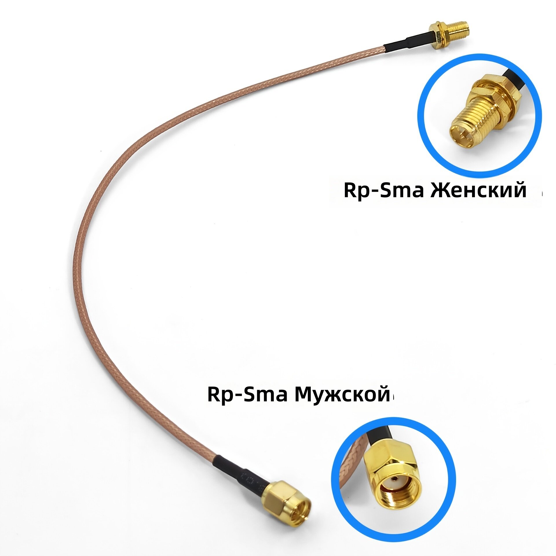 Кабель-удлинитель коаксиальный RF RG316 с разъемами RPSMA (папа-мама), длина 11,81 дюйма, для базовых станций, автомобильных радиостанций, антенного оборудования, беспроводных роутеров и передачи видеосигнала с дронов