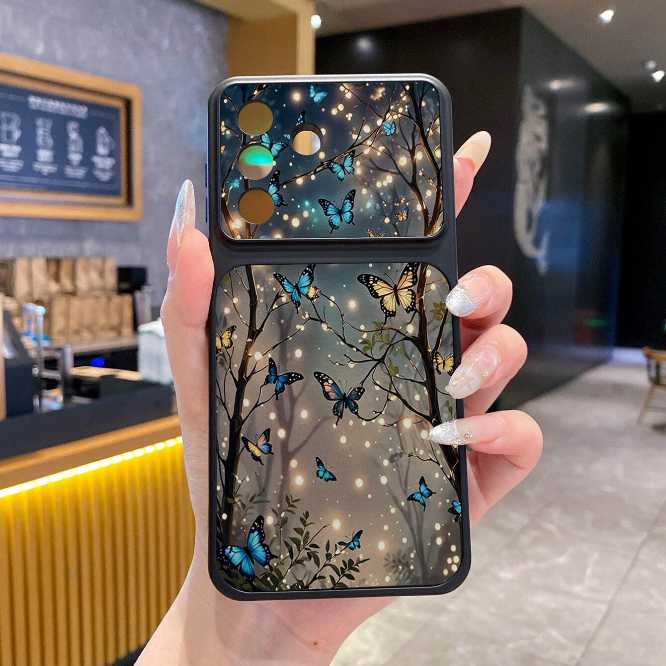 Чехол для Samsung Galaxy A37(Самсунг A37) из двух частей из искусственной кожи, роскошный лес и бабочка, мягкая обложка
