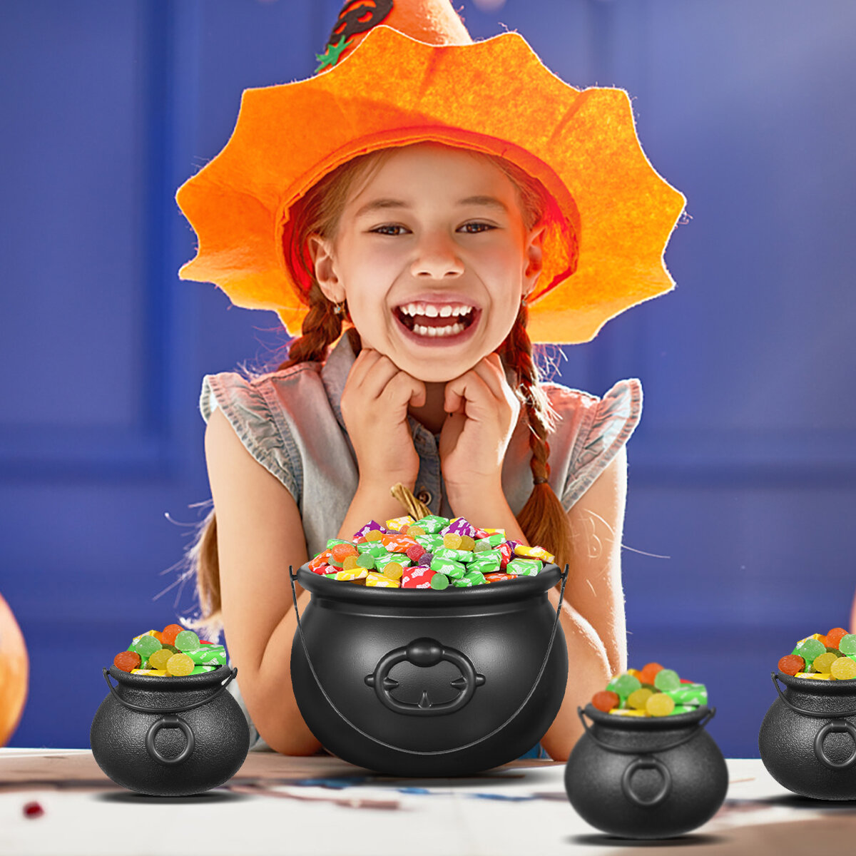 Котелок Для Конфет 7 Штук Черный Котел Halloween Игрушки Декорации Для Праздничного Украшения И Подарков