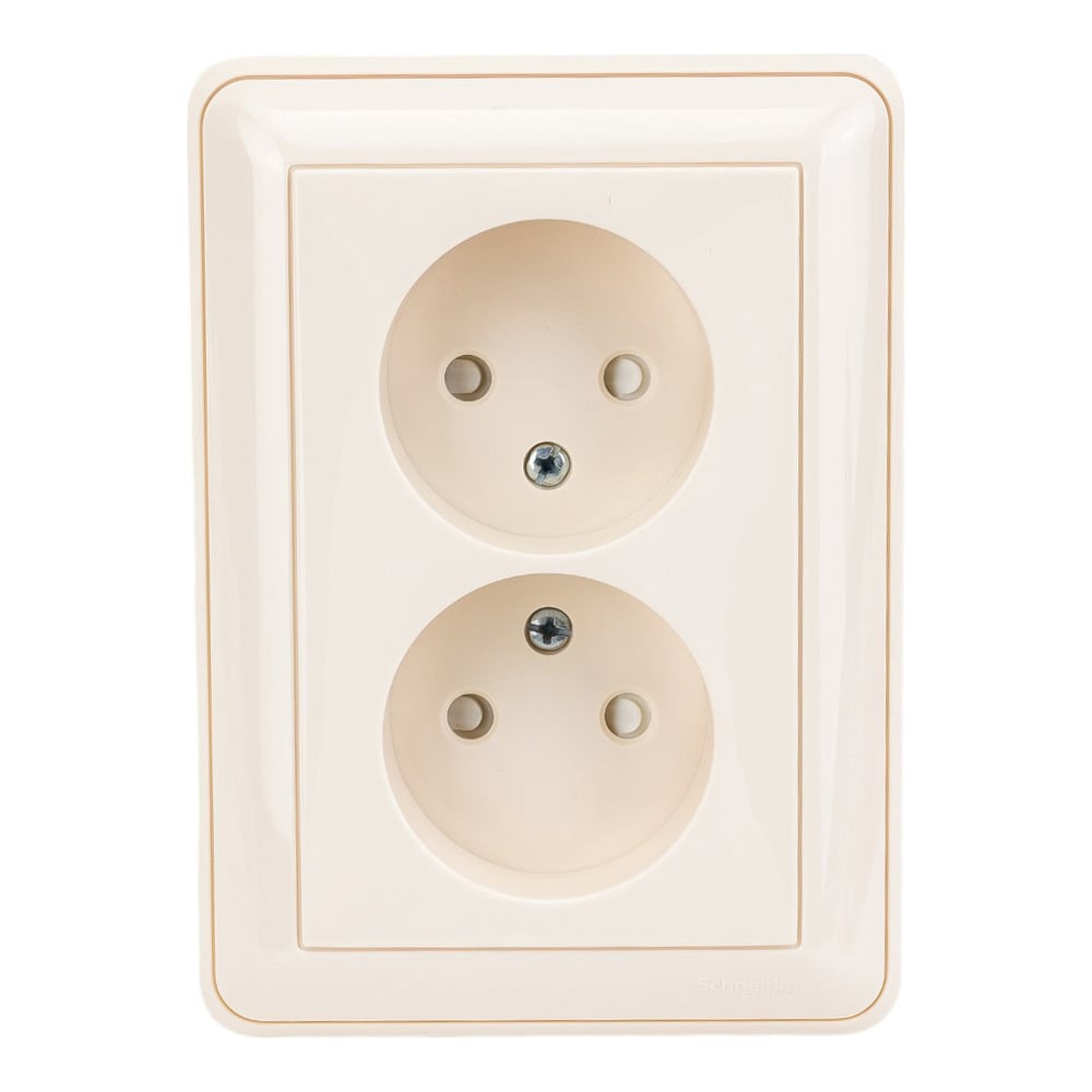 Двухместная розетка с рамкой, слоновая кость WESSEN 59 Systeme Electric RS16-254-28