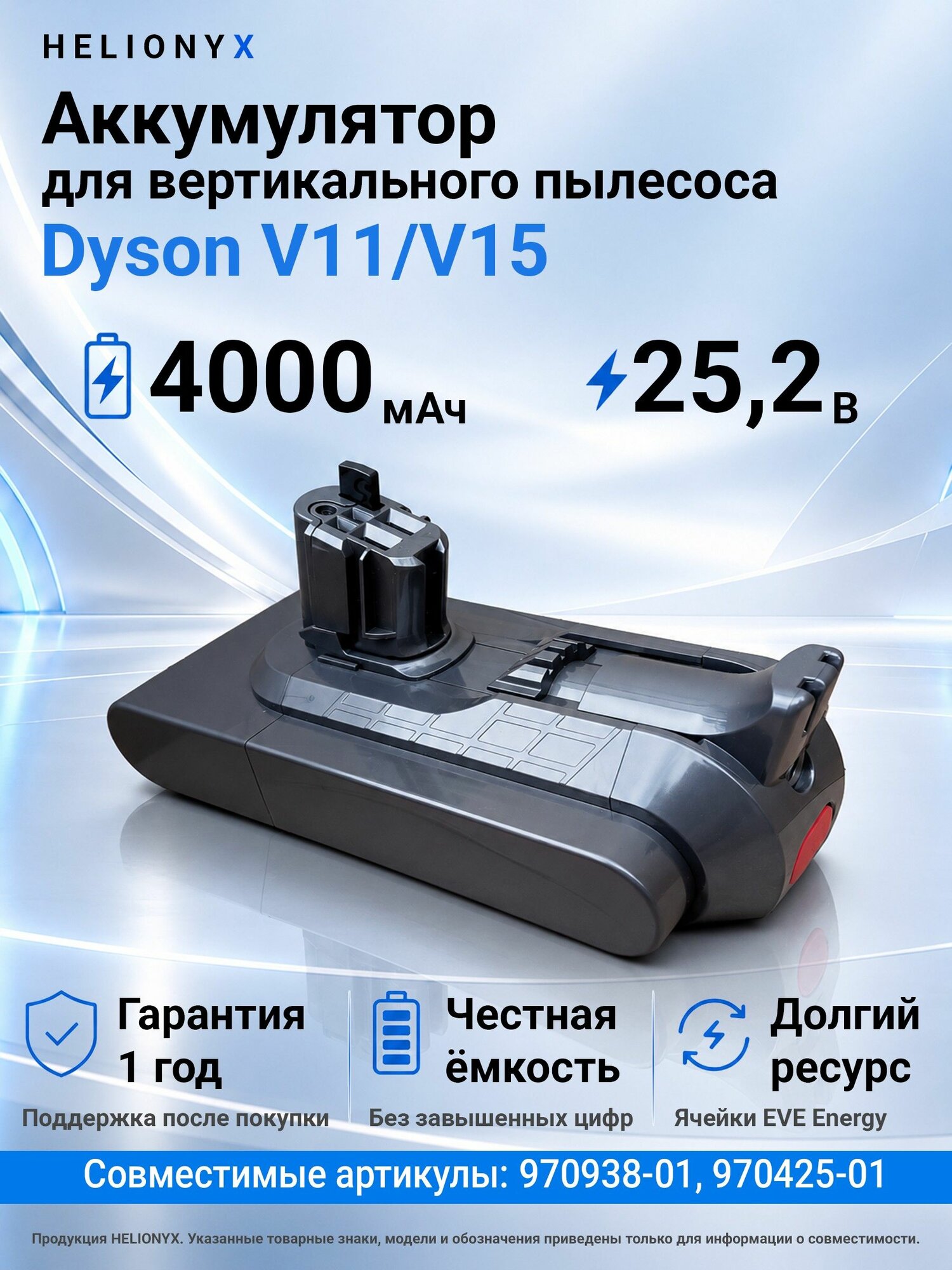 Аккумулятор для пылесоса Dyson V11 (21.6V, 4000 mAh)