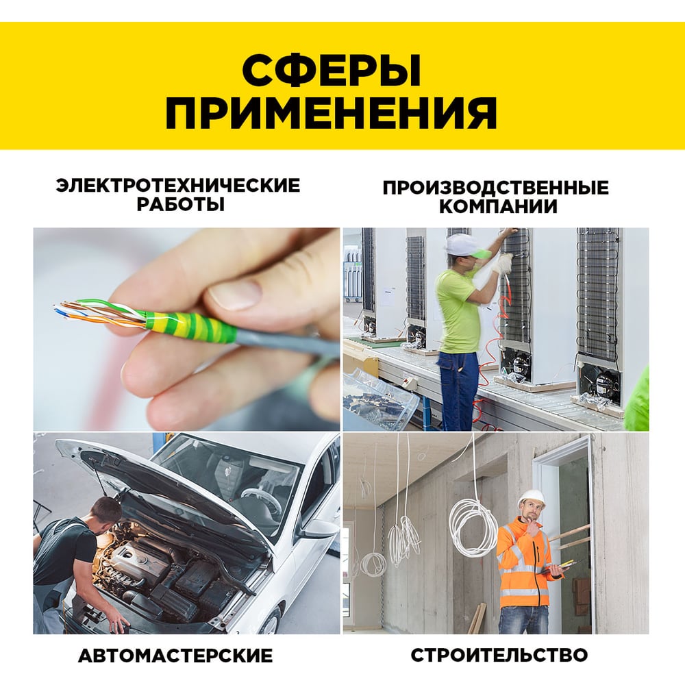 Профессиональная изолента AVIORA 165 мкм, ПВХ, 19 мм, 20 м, желто-зеленая 305-036 — фото 1