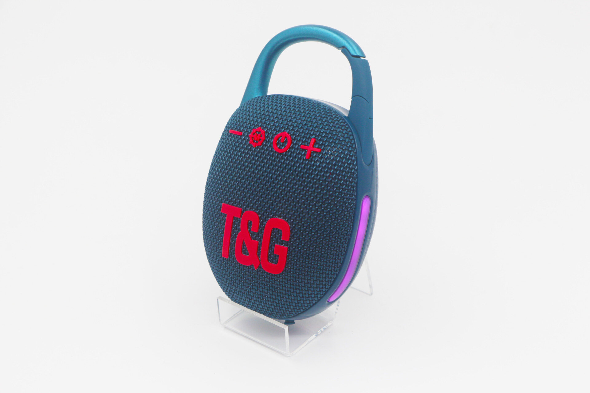 TG447 Портативная Bluetooth колонка с карабином, беспроводная уличная колонка с LED и басами, компактный плеер - Синий