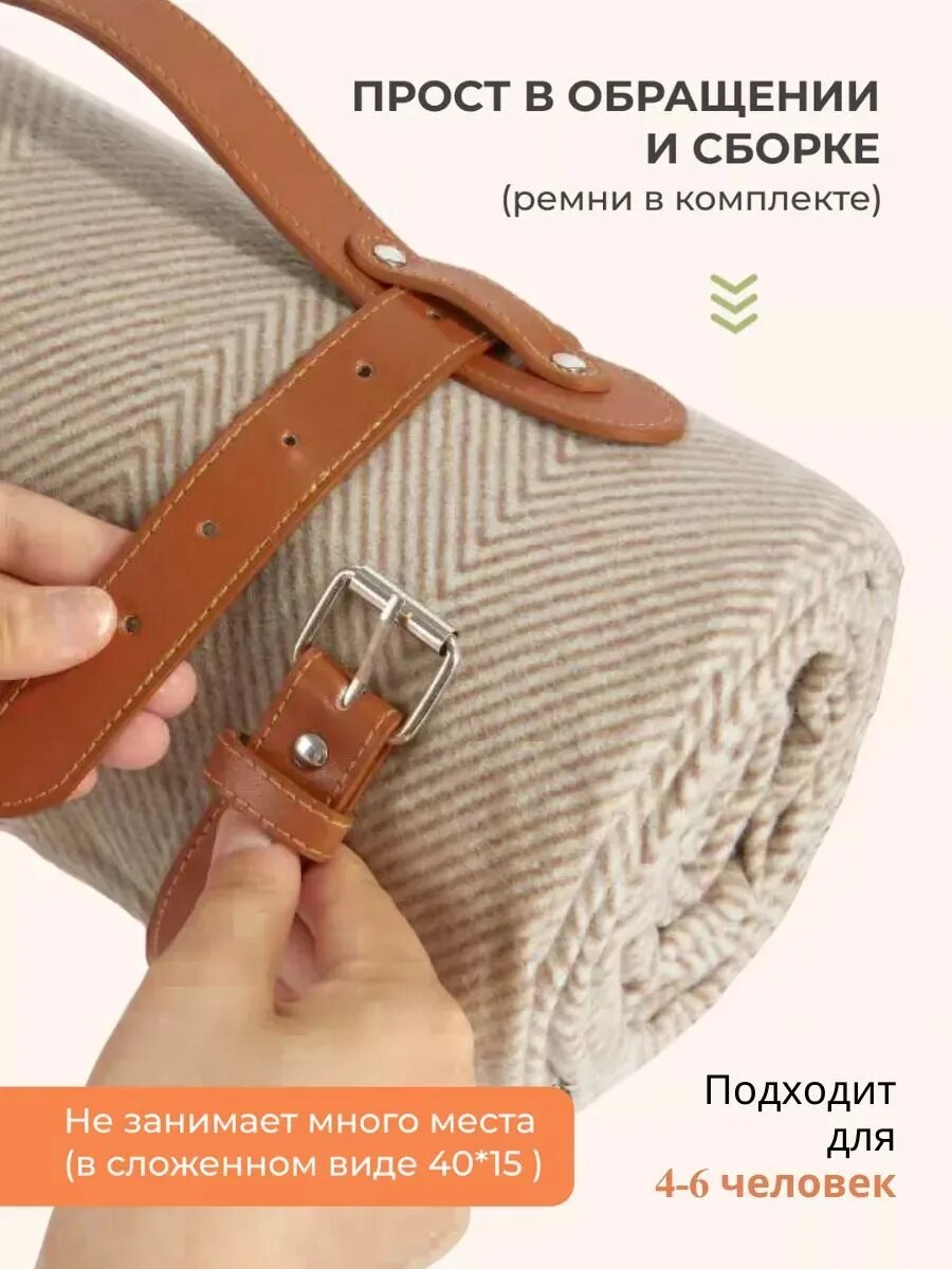 Плед 200 бежевый, мягкий плед бежевого цвета для уюта дома и отдыха на природе, одна упаковка — фото 1