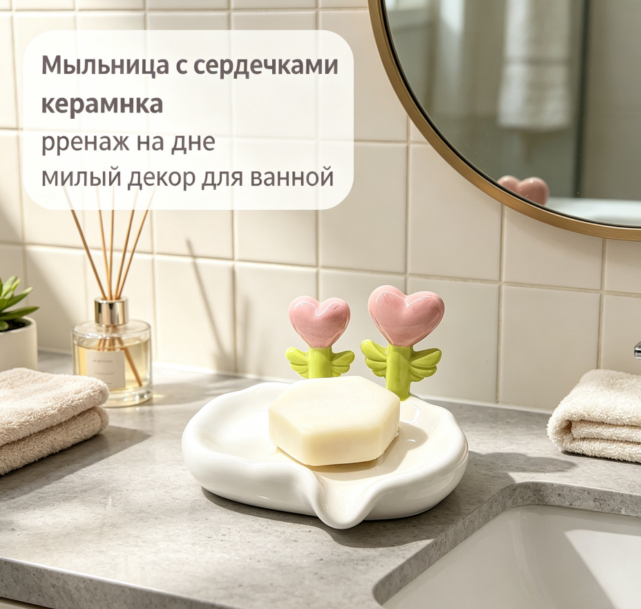 Керамическая мыльница с милым дизайном, дренажная подставка для мыла, декор для ванной комнаты