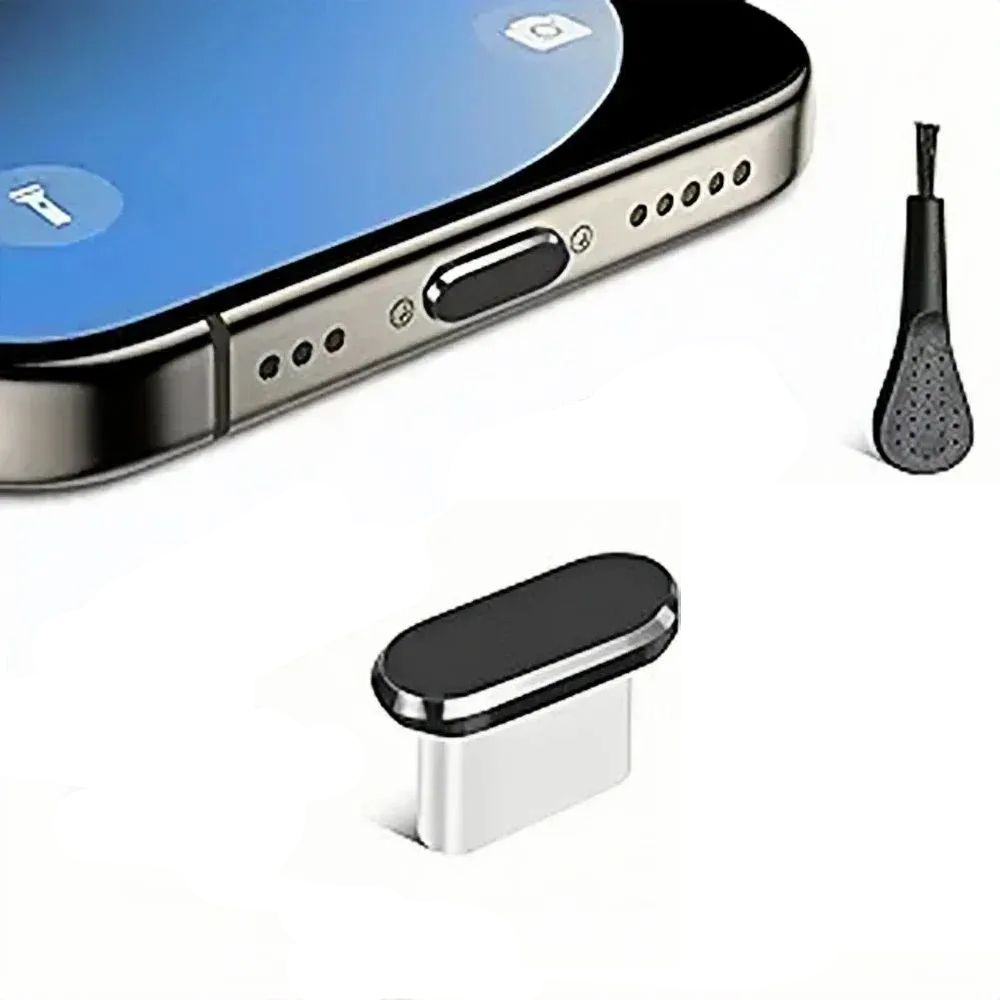 Пылезащитные заглушки USB Type-C со встроенной щеткой для очистки. Защитные крышки для порта зарядки смартфонов Samsung, Xiaomi, Huawei и других устройств.