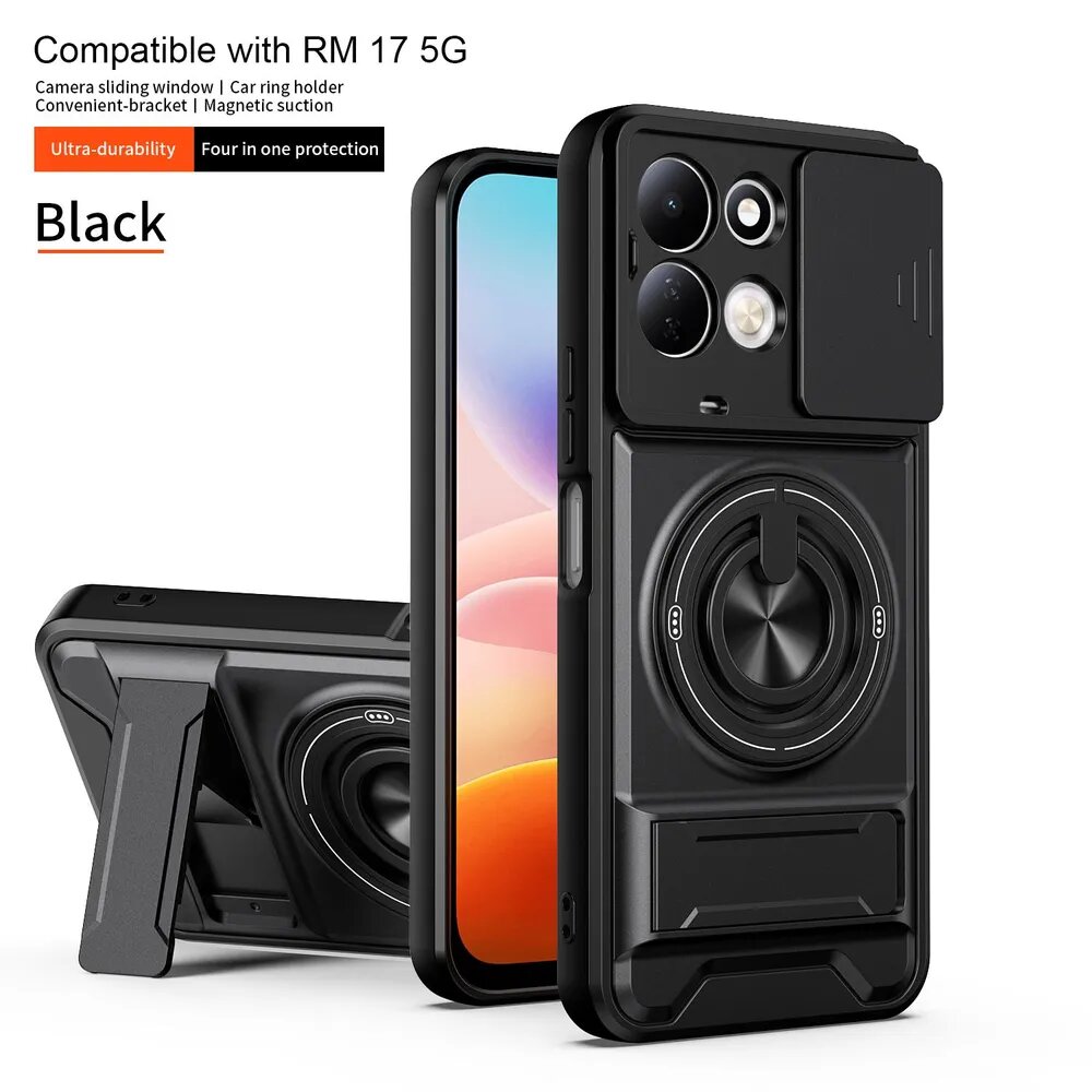 Чехол для Xiaomi Redmi 17 4G/5G / Редми 17 4G/5G с крышкой для веб-камеры и кольцевым креплением на 360 градусов, защитный чехол с защитой от падения