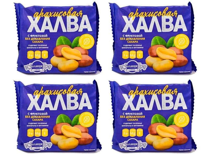 Голицин Халва арахисовая с фруктозой, 180 г, 4 шт