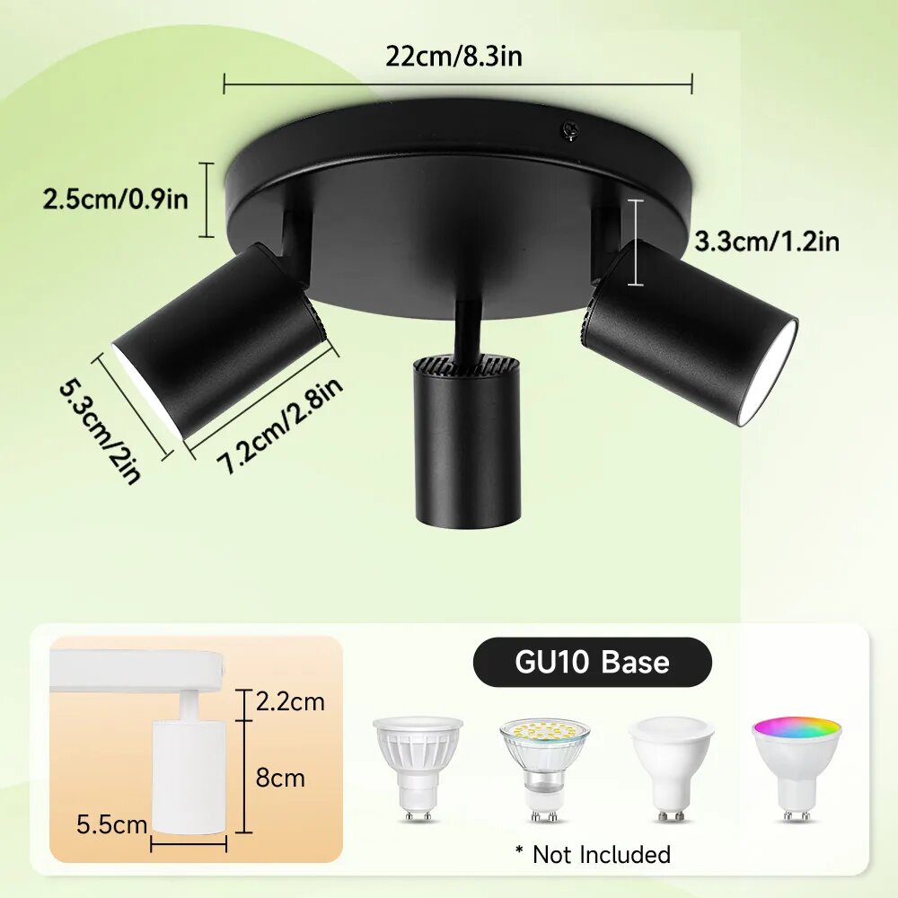 CANMEIJIA потолочный светильник LED GU10 110-260В E Black 22CM, Cool white