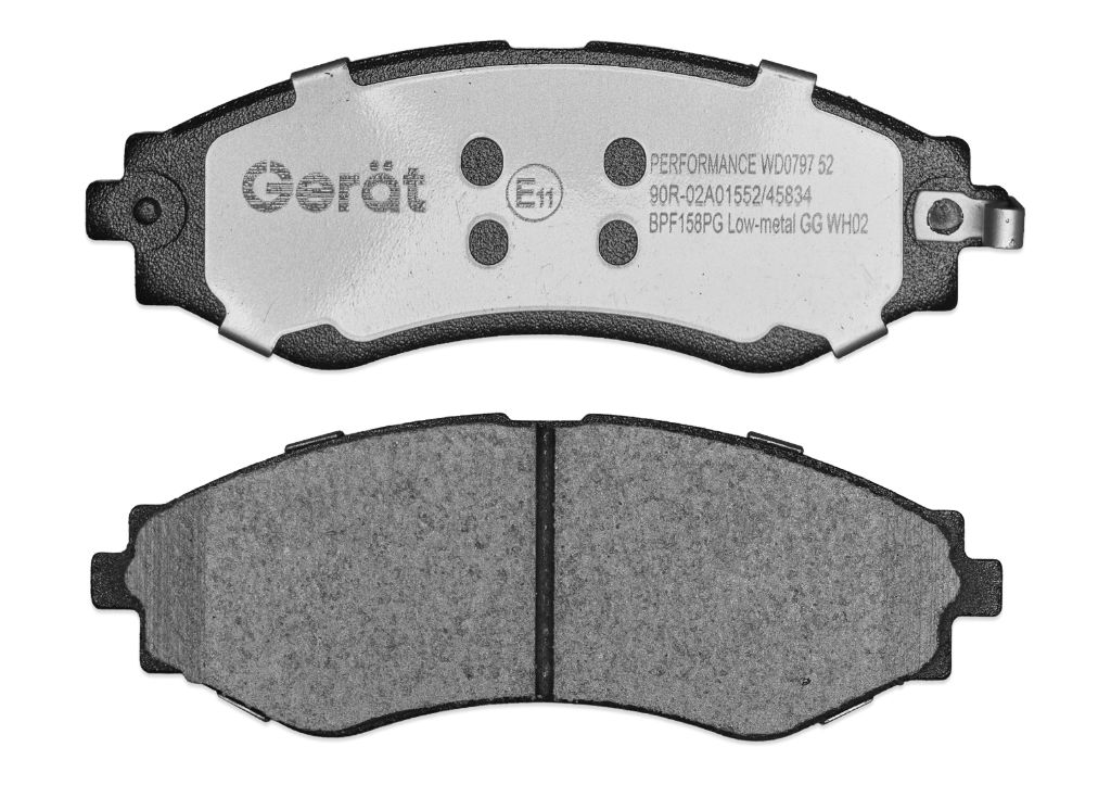 Тормозные колодки Gerat BPF158PG (передние) Low-metallic для а/м CHEVROLET LACETTI, AVEO, EPICA/DAEWOO NEXIA