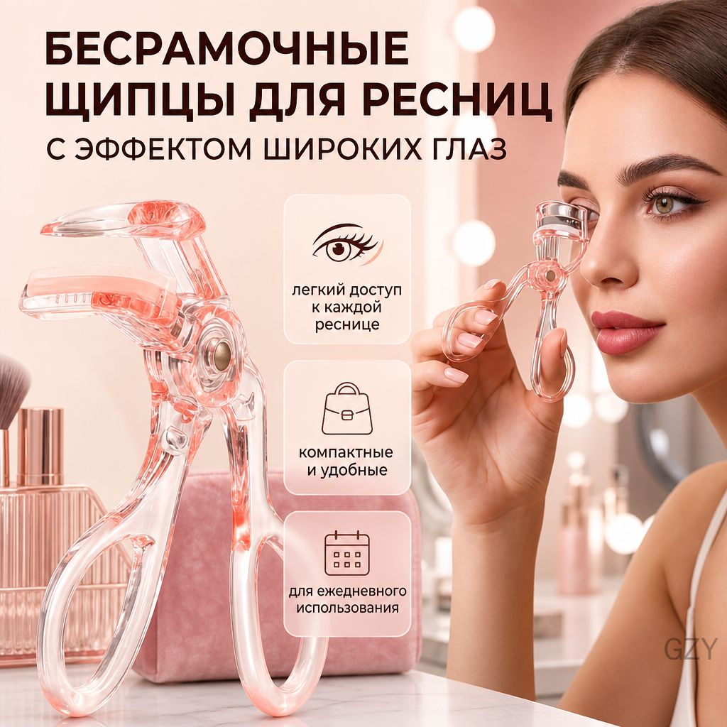 Щипцы для завивки ресниц бескаркасные с гребешком широкие