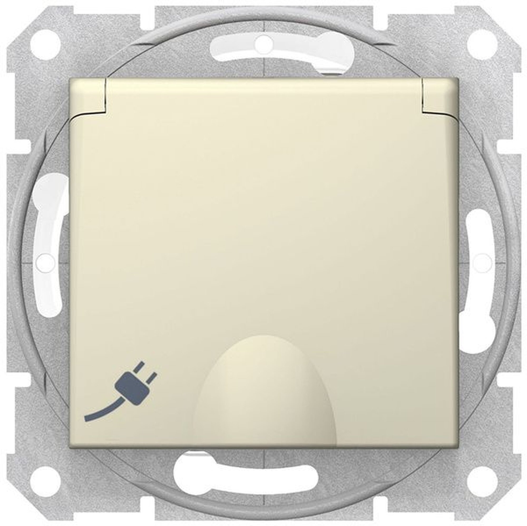 SE Sedna Беж Розетка 1-я с/з с защитными шторками с крышкой IP44 SDN3100347