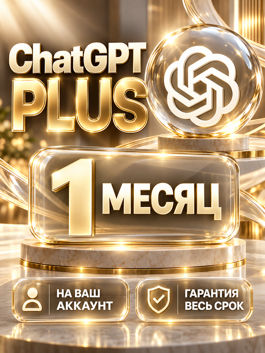 ChatGPT Plus на 1 месяц — подключение на ваш аккаунт, гарантия