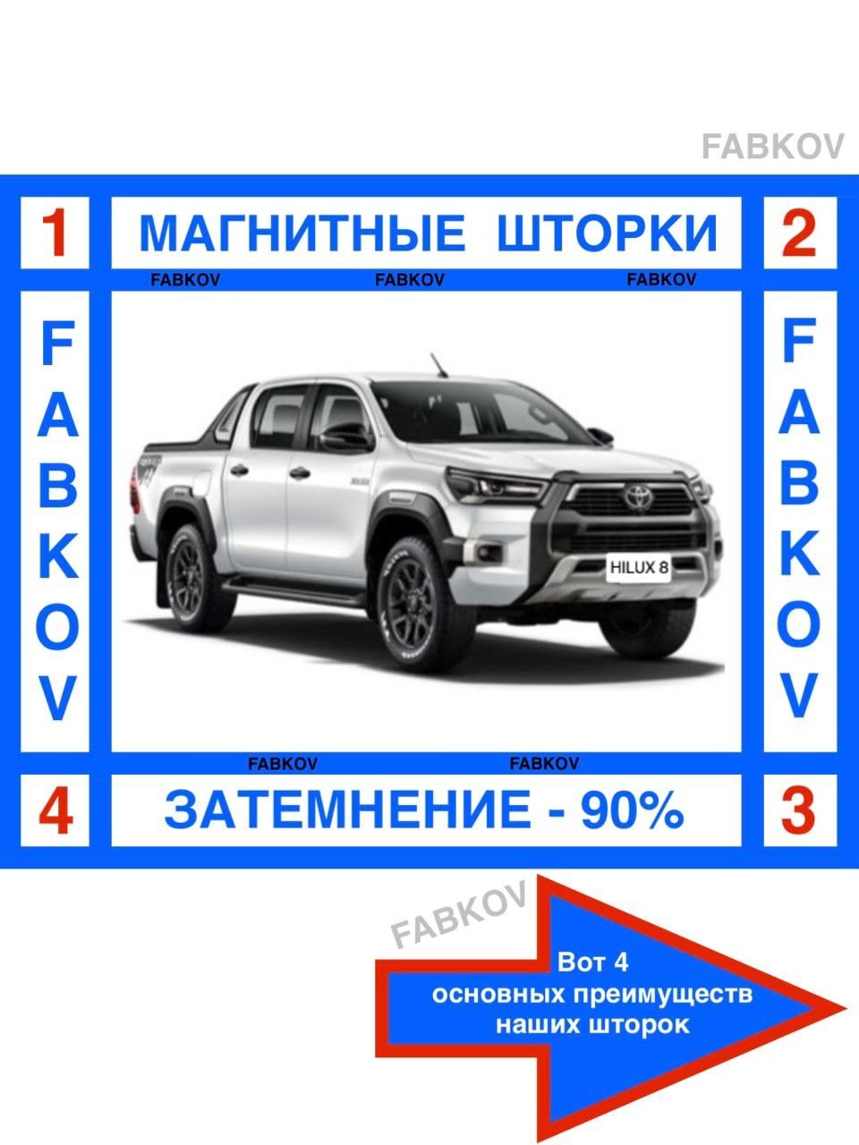 Каркасные авто шторки/сетки на передние двери, на магнитах для Toyota Hilux Тайота Тоёта Хайлюкс, Хилюкс 8 поколения, рестайлинг, пикап года выпуска 2020-2025