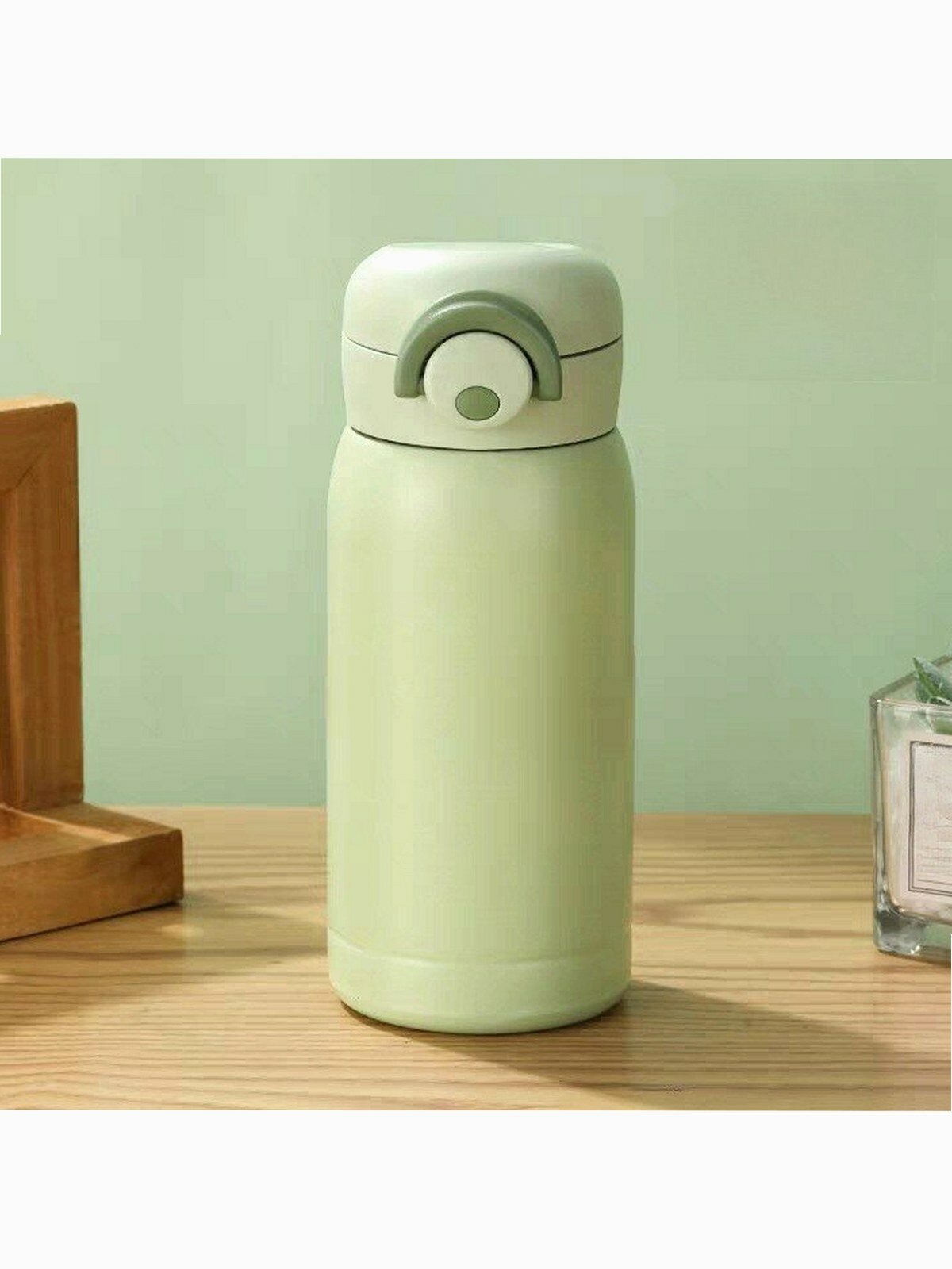 Contemporary mini travel mug with thickened construction for business and casual use brand, green 350ml