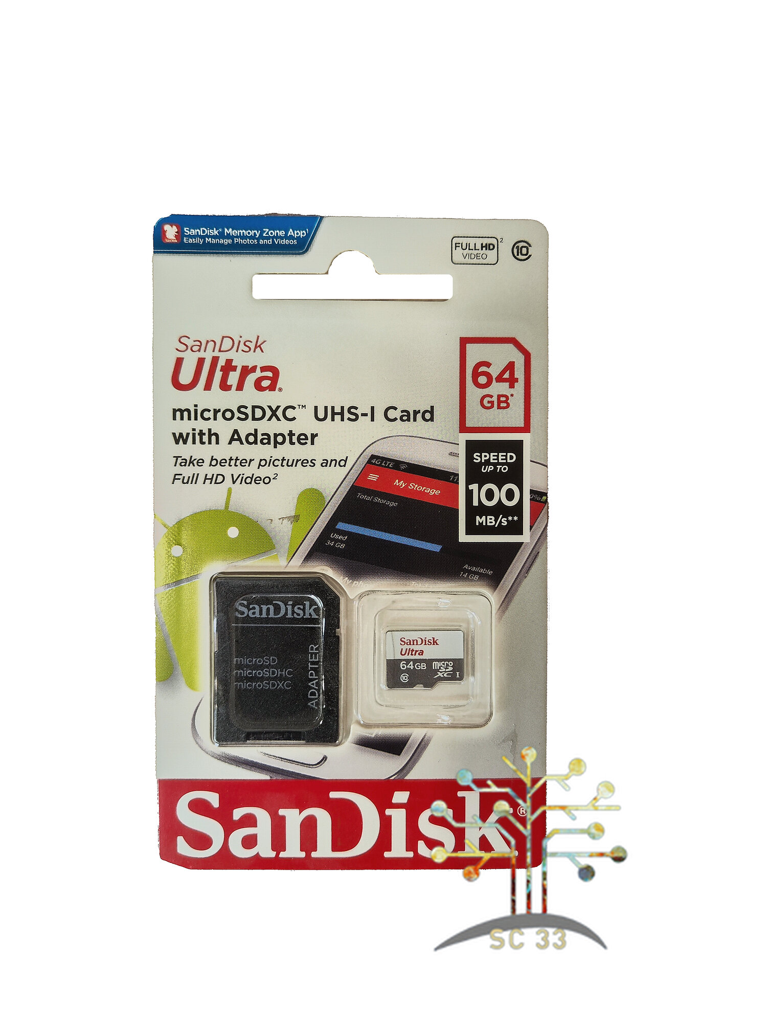 Карта Памяти micro Sdxc 64Gb Sandisk Ultra Class 10 Uhs-i + ADP (100/10 MB/s) Sdsqunr-064g-gn3ma .