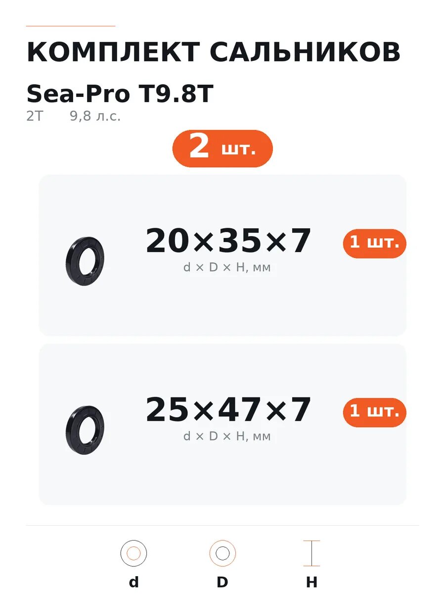 Комплект сальников Sea-Pro T9.8T