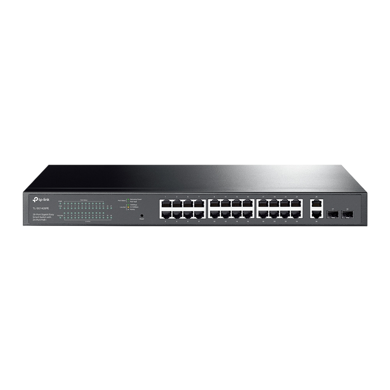 Коммутатор TP-Link TL-SG1428PE смарт, 26 портов 1 Гбит/с, 24 из них PoE+, 2 SFP, 250 Вт TL-SG1428PE