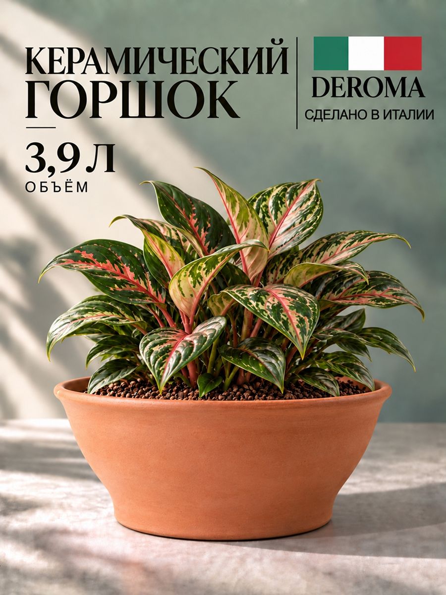 Горшок 3,9 л керамический DEROMA для комнатных и уличных растений