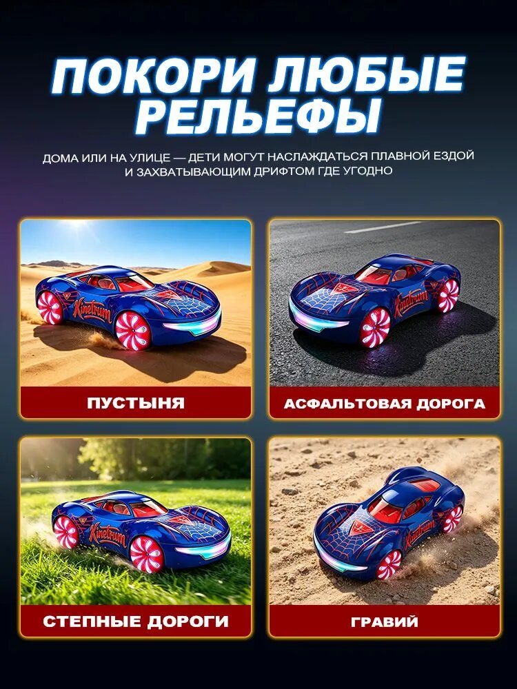 Машинка на пульте управления, 2.4ГГц, с 2 аккумуляторами, Батарейки для пульта в подарок, подарок мальчику 3-10 лет, в стиле Человека-паука игрушки