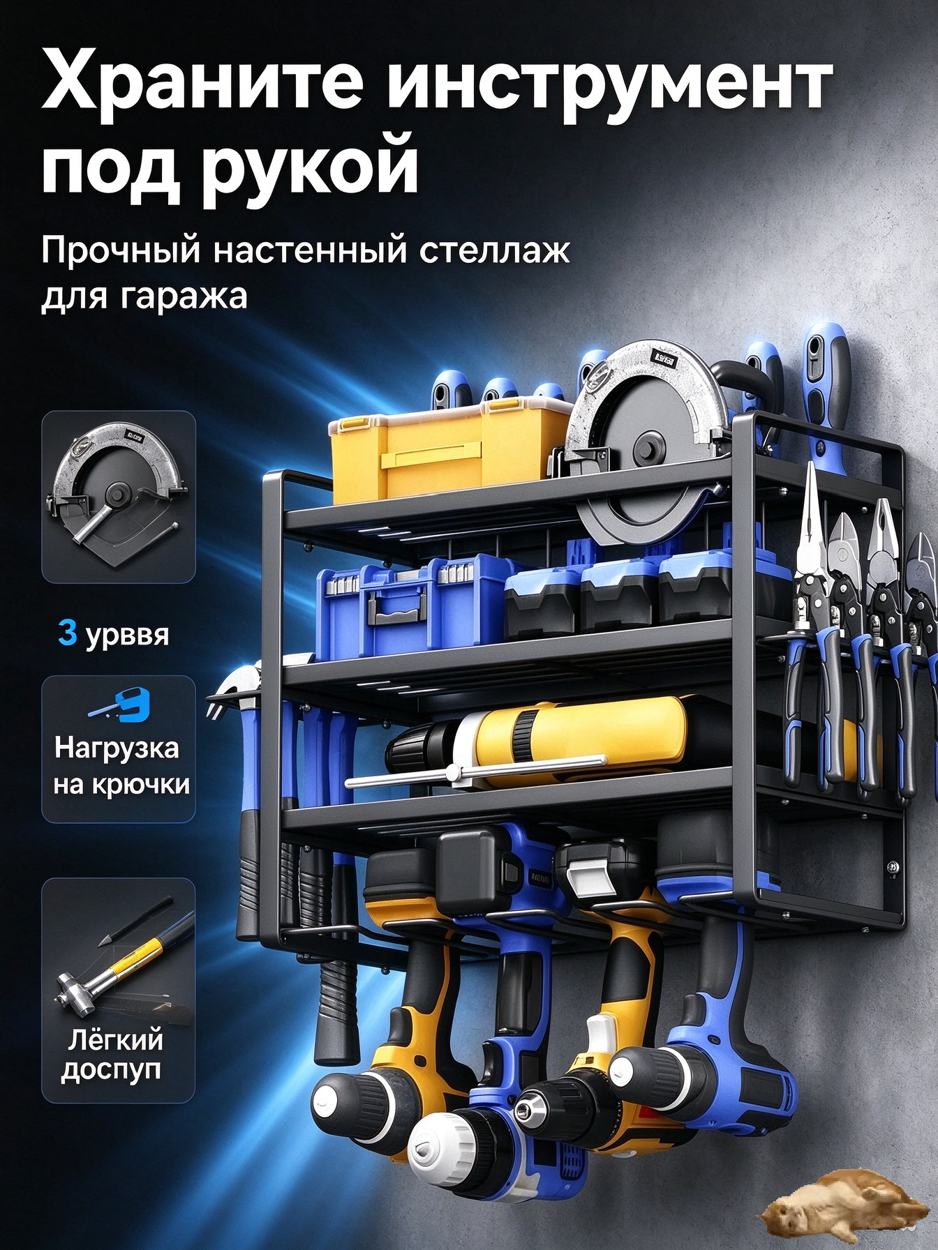 Подставка Freepose строительная для электроинструментов инструментов шуруповертов аккумуляторов настенная