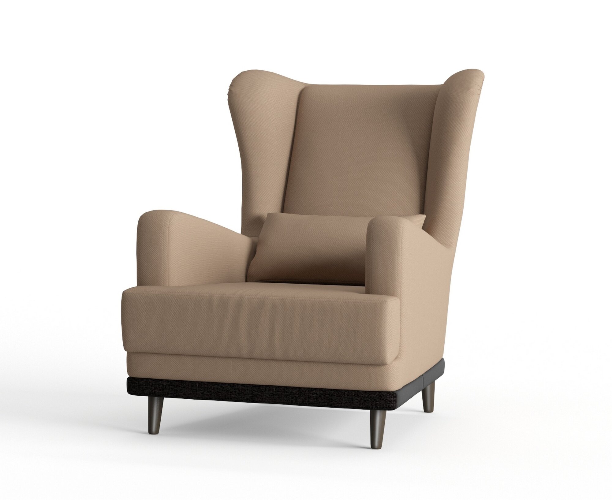 Мягкое кресло с подлокотниками из велюра, размер 75х90х90 см, цвет обивки Max Beige, каркас из массива дерева, для гостиной и офиса