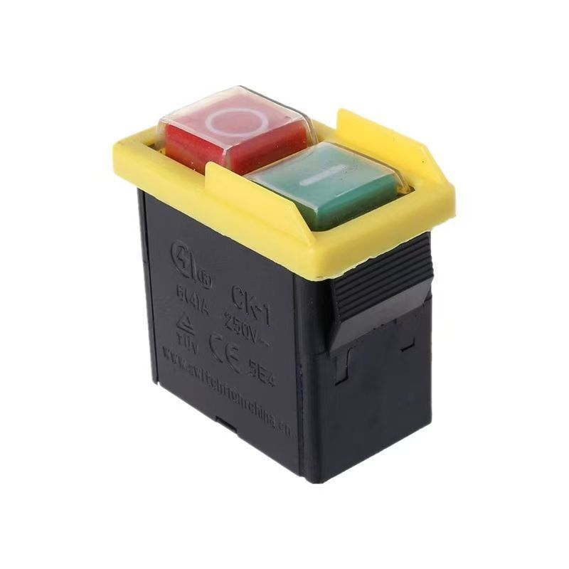 Выключатель CK-1B (CK-1) 10(10)A 250V IP55 Кнопочный переключатель с силиконовой защитой для плиткореза, станка и бетономешалки (рамка 30х55 мм)