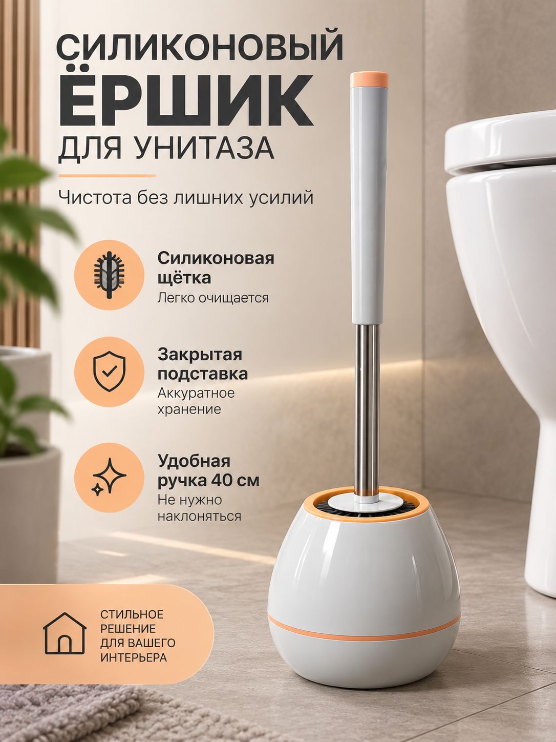 Силиконовый ершик для унитаза