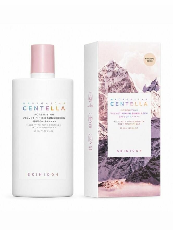 SKIN1004 Madagascar Centella Poremizing Velvet Finish Sunscreen SPF50+ PA++++, Солнцезащитный крем для лица, матирующий, 50 мл