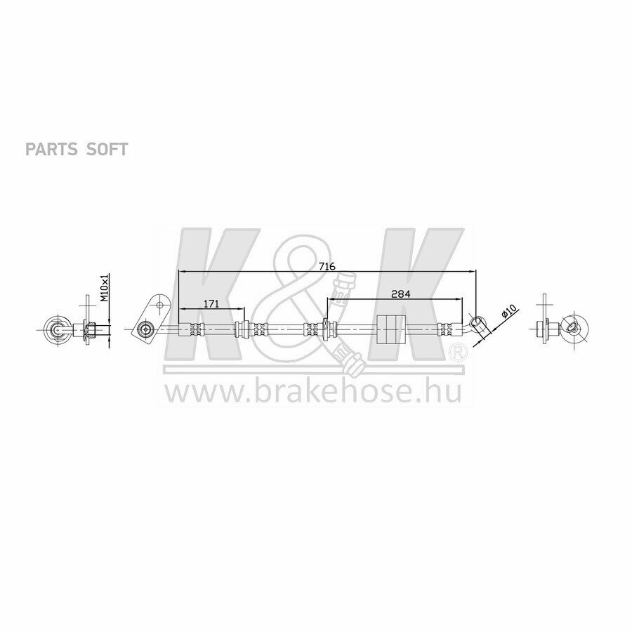 K&K FT0084 Шланг тормозной SUZUKI Grand Vitara (FT GT) 2.0 2.0 TD Intercooler 03.98-