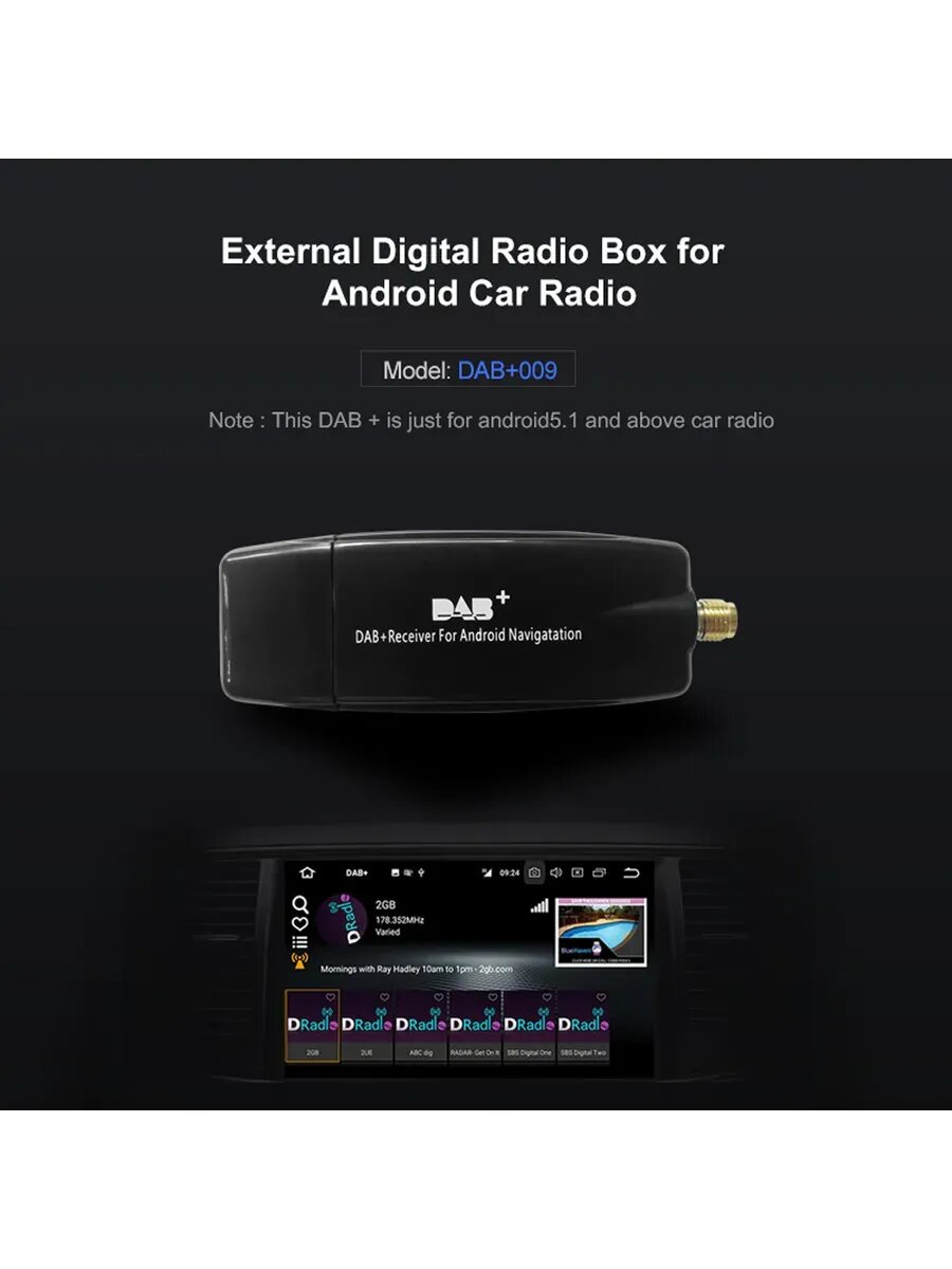 DAB+ антенна для авто с USB для Android 5 1+ — фото 1