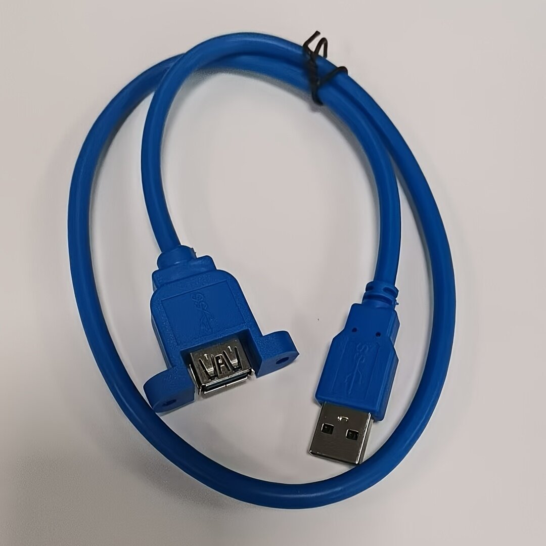 USB 3.0 кабель-удлинитель мужской-женский с ушком и гайкой, 19.69 дюймов (50 см), медная проводка, усиленные разъёмы