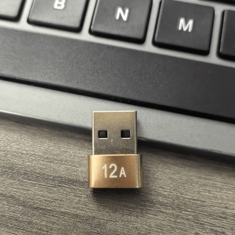 Переходник USB Type-C на USB, 12A, металлический корпус, зарядно-передаточный, золотистый, 1 шт.