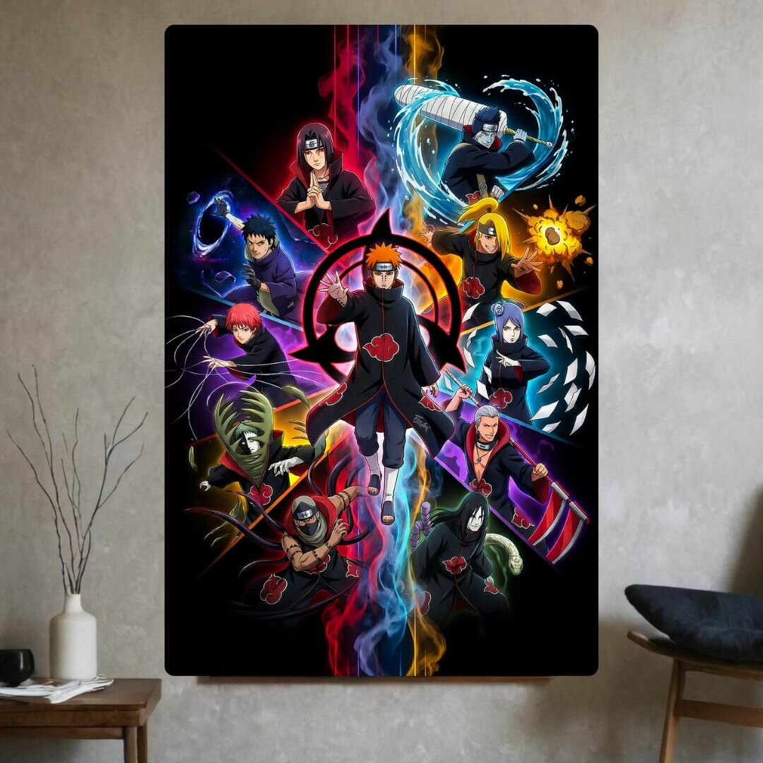 Картина на металле (аниме-Наруто) Акацуки 20*30 см