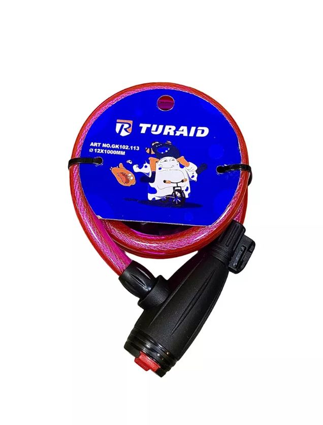 Велосипедный замок Turaid, тросовый, длина 100 см, толщина 12 мм